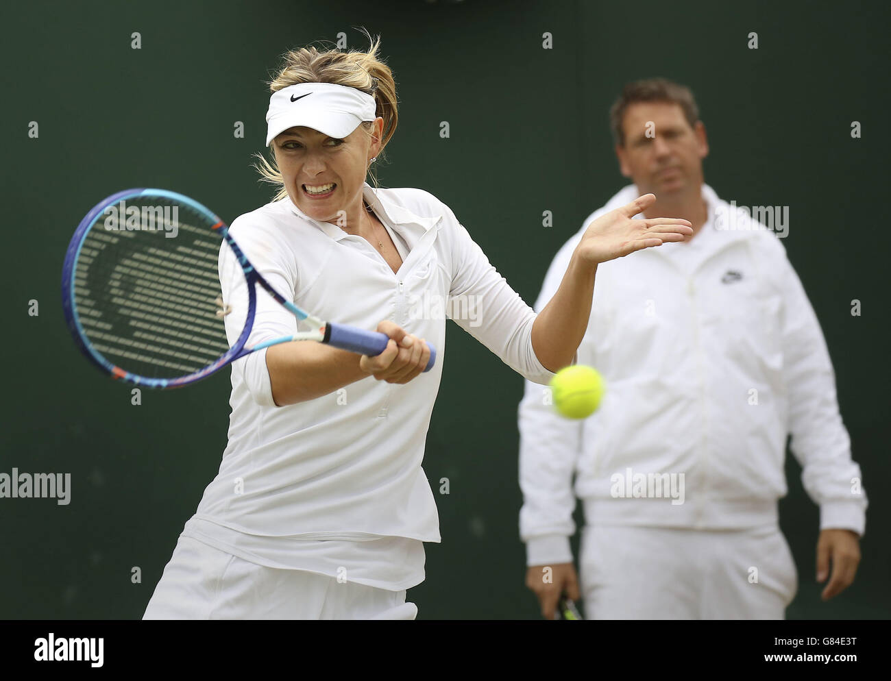 Maria sharapova during her practice session hi-res stock photography ...