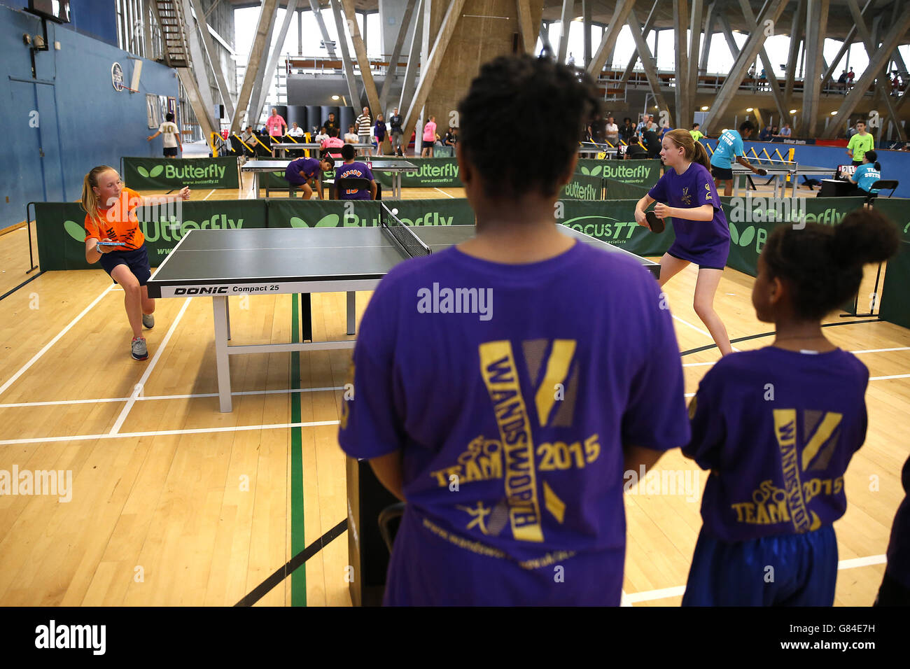 Competitors in action during the Table Tennis event at the London Youth ...