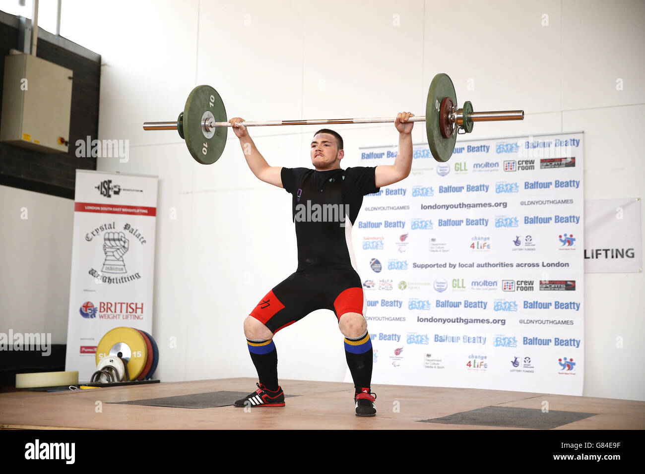 Competitors in action during the Weight Lifting event at the London ...