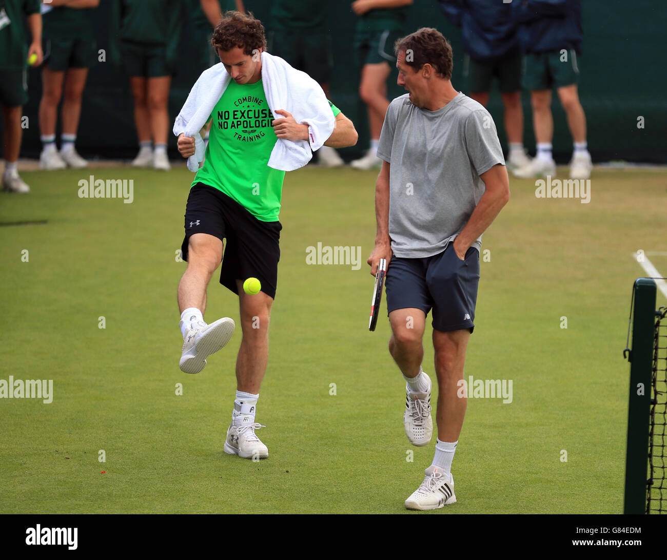 Andy Murray (left) and his coach Jonas Bjorkman during day Eight of the ...
