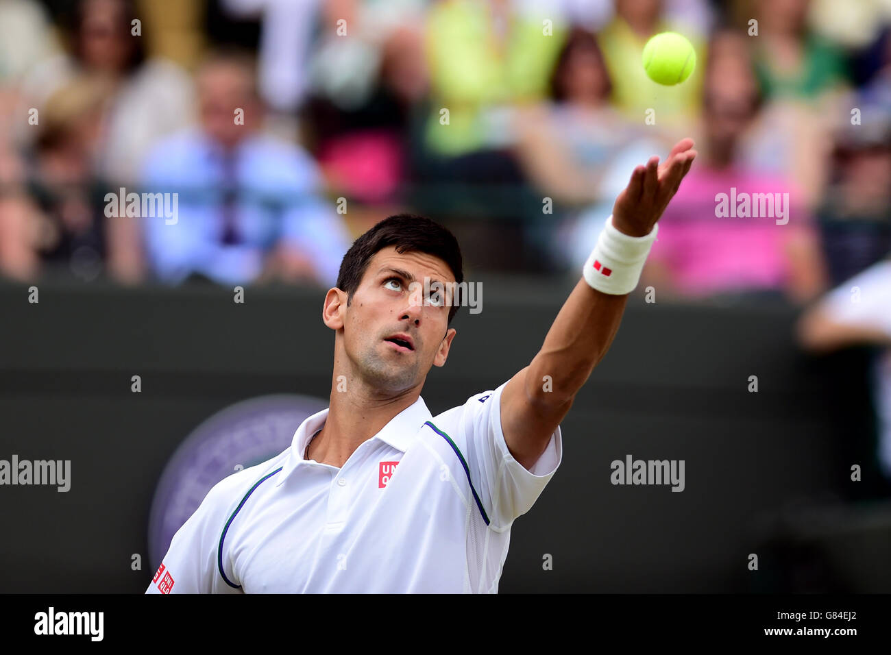 Novak Djokovic in action against Kevin Anderson during day Eight of the ...