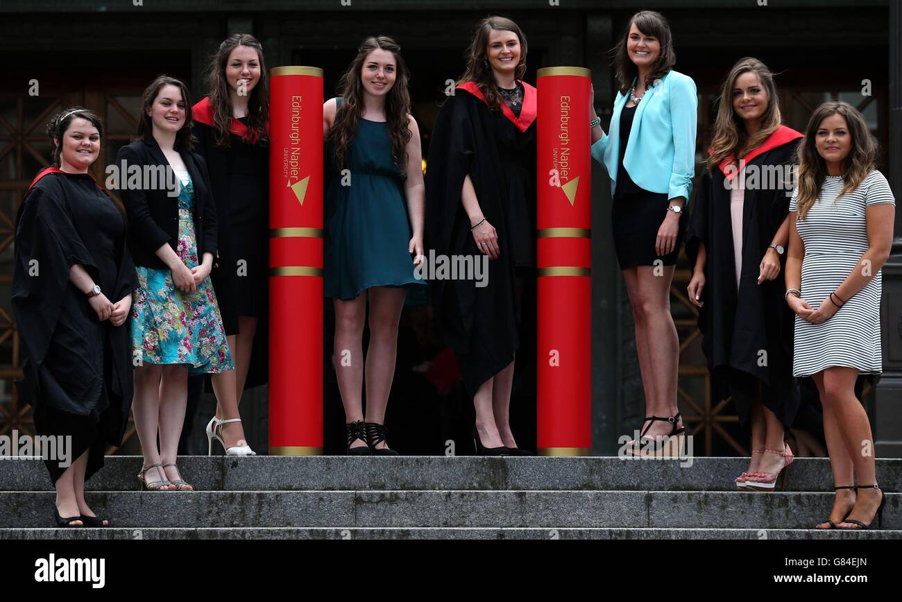 Napier university students in gowns denise allan far left hi-res stock ...