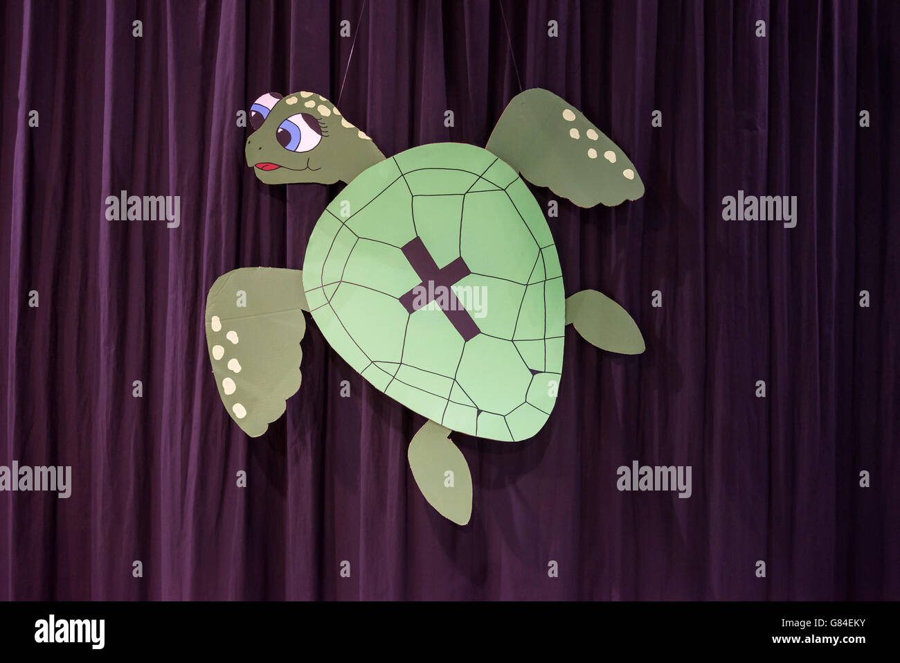 Turtle with cross on it's shell at a vacation Bible school in a Baptist ...