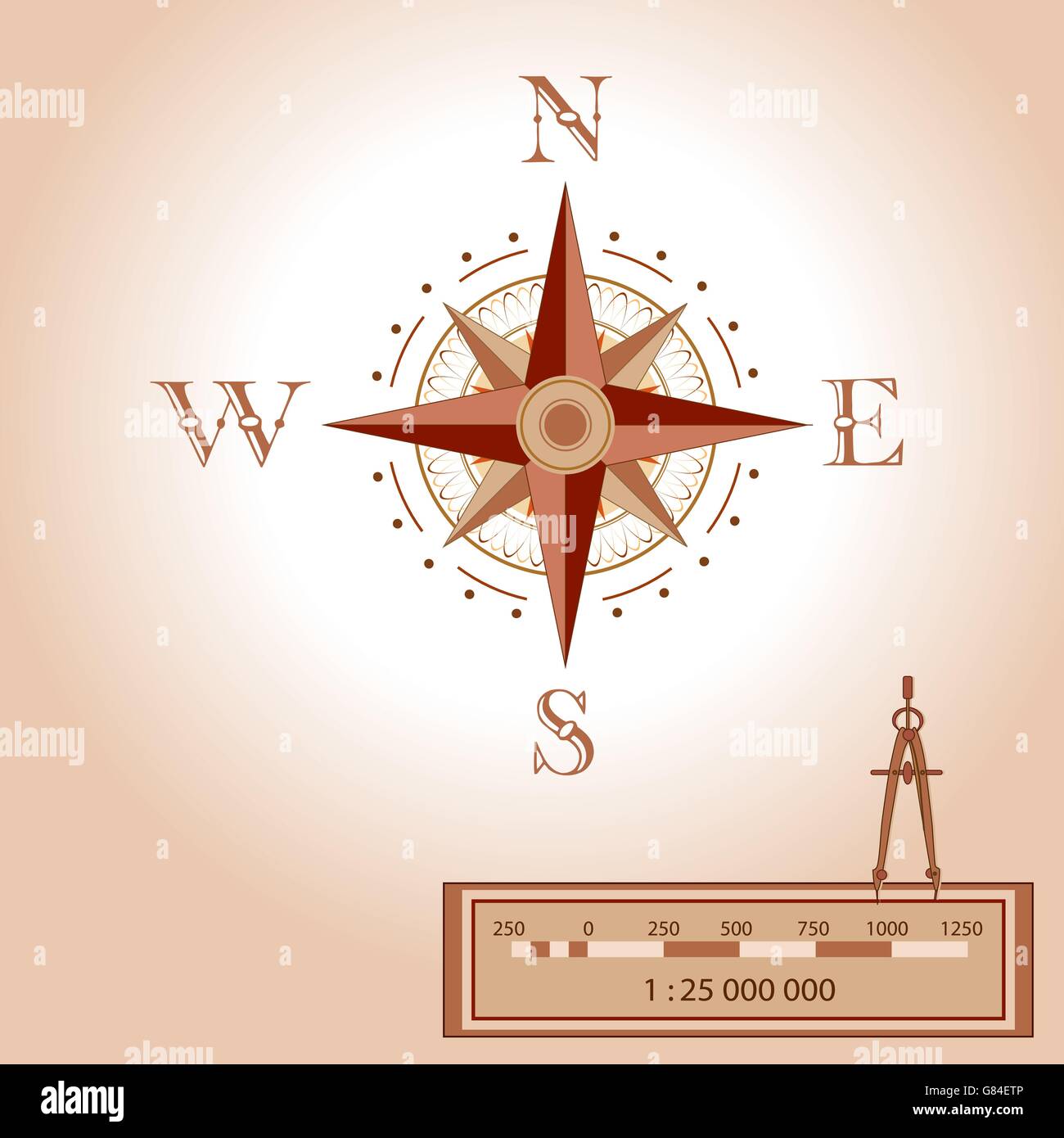 Wind rose illustration. Isolated vector. Element of an ancient or old ...