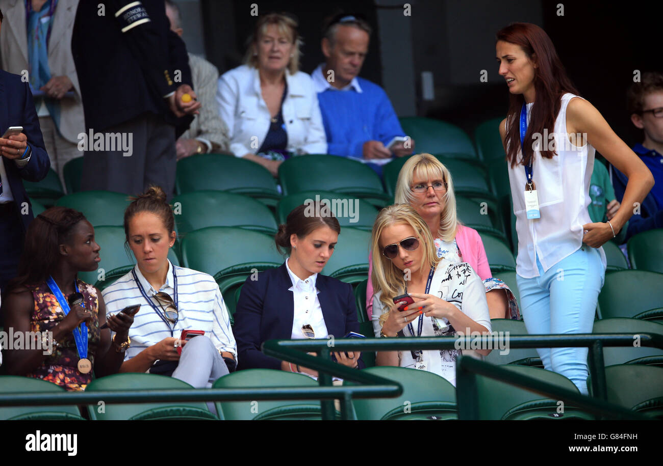 (L-R) England Women footballers Eniola Aluko, Jo Potter, Jade Moore ...