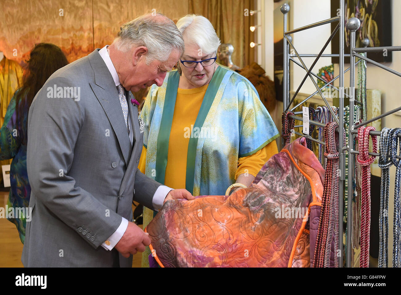 The Prince Of Wales Views A Quilt Made By Jackie Ohalloran Right
