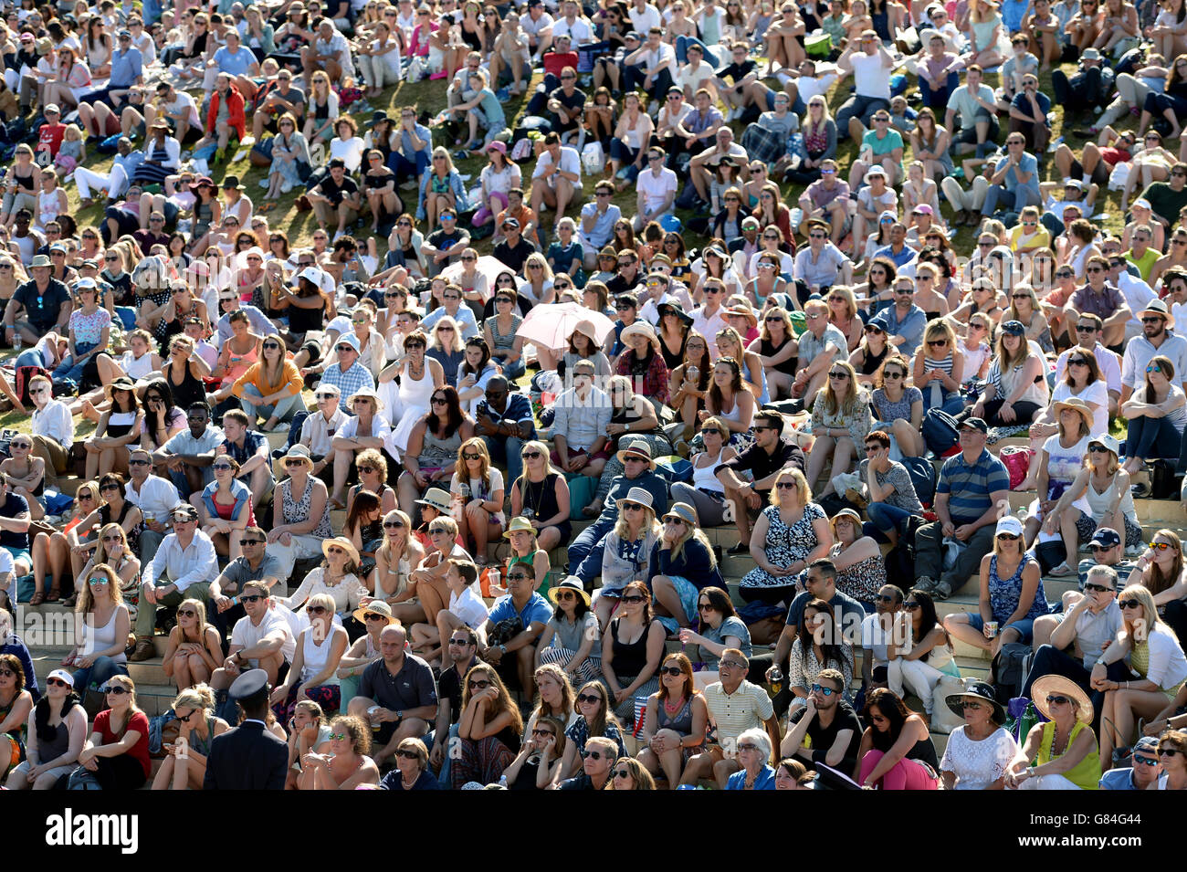 Spectators watch the action from Murray Mound during day Ten of the ...