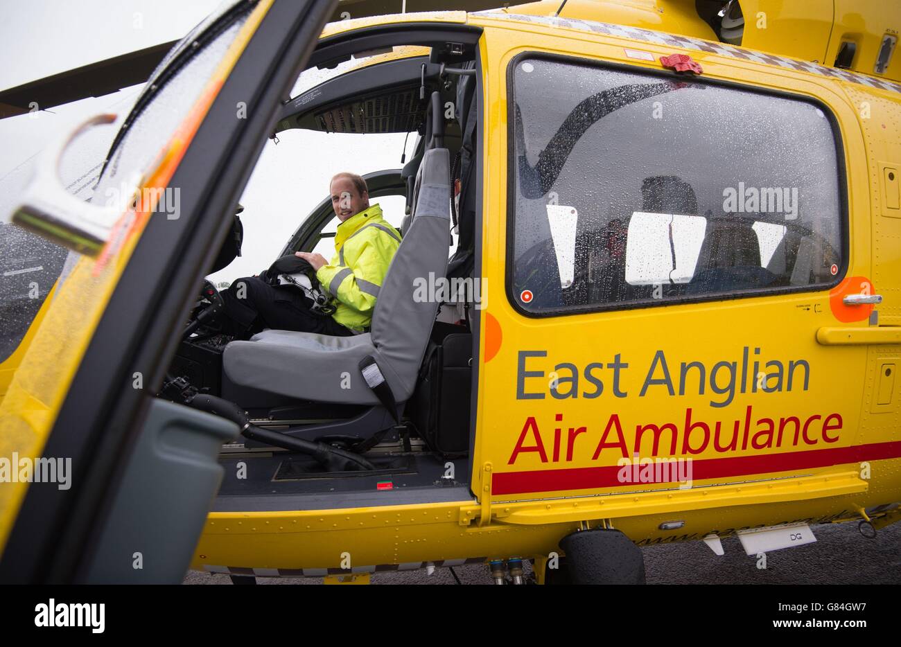 The Duke of Cambridge sits in the cockpit of his helicopter as he ...