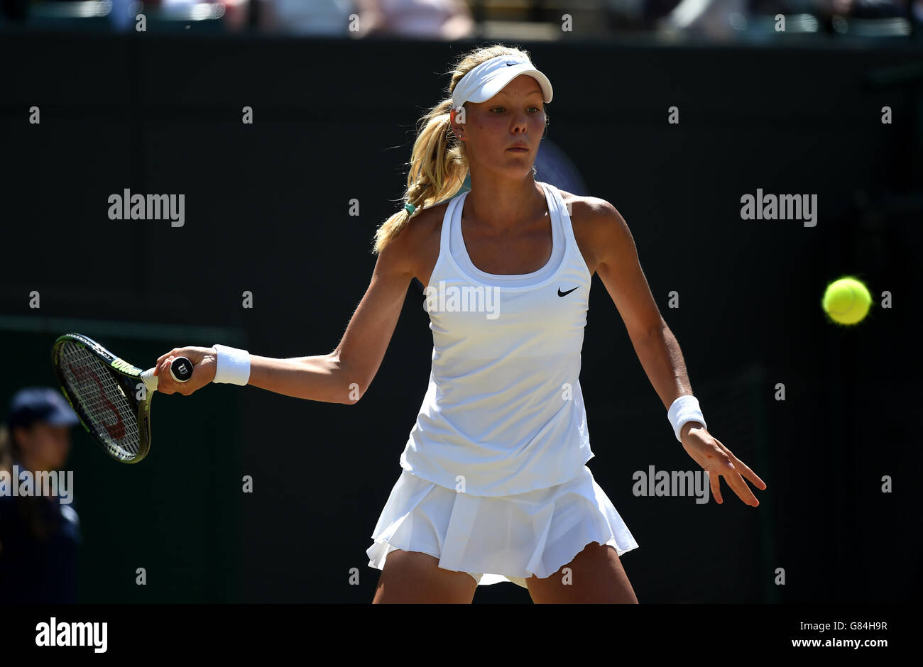 Sofya Zhuk in action in the girls final against Anna Blinkova during ...