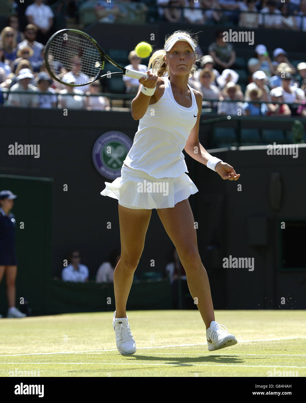 Sofya Zhuk in action in the girls final against Anna Blinkova during ...