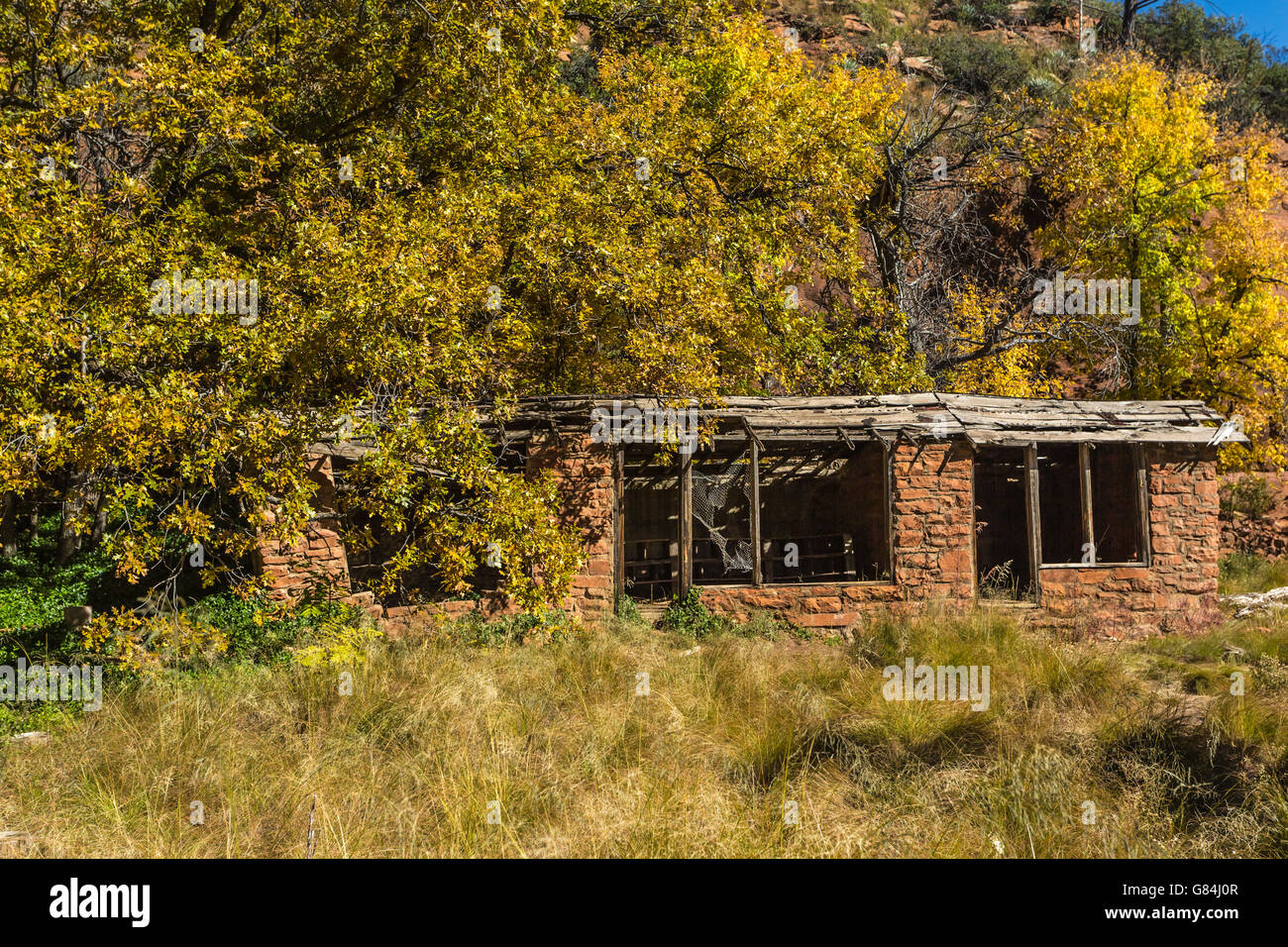 Mayhew lodge ruins at western branch of oak creek, sedona AZ US Stock ...