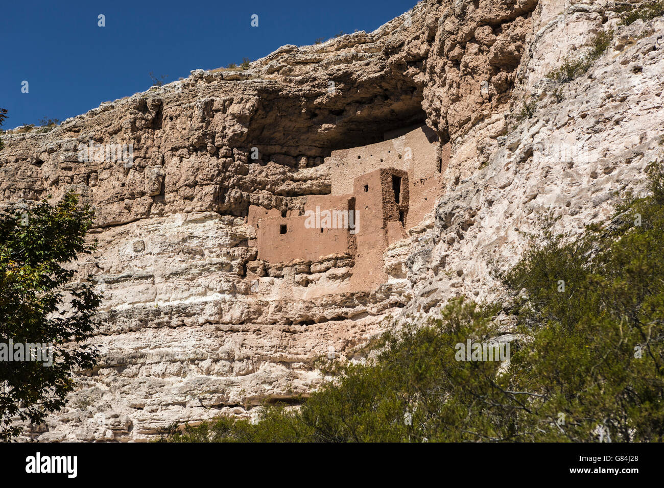 montezuma castle cliff dwelling in limestone cliffs between flagstaff ...