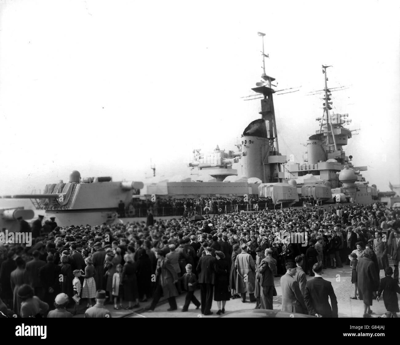 A huge crowd on Portsmouth Dockyard to view the Soviet warships that ...