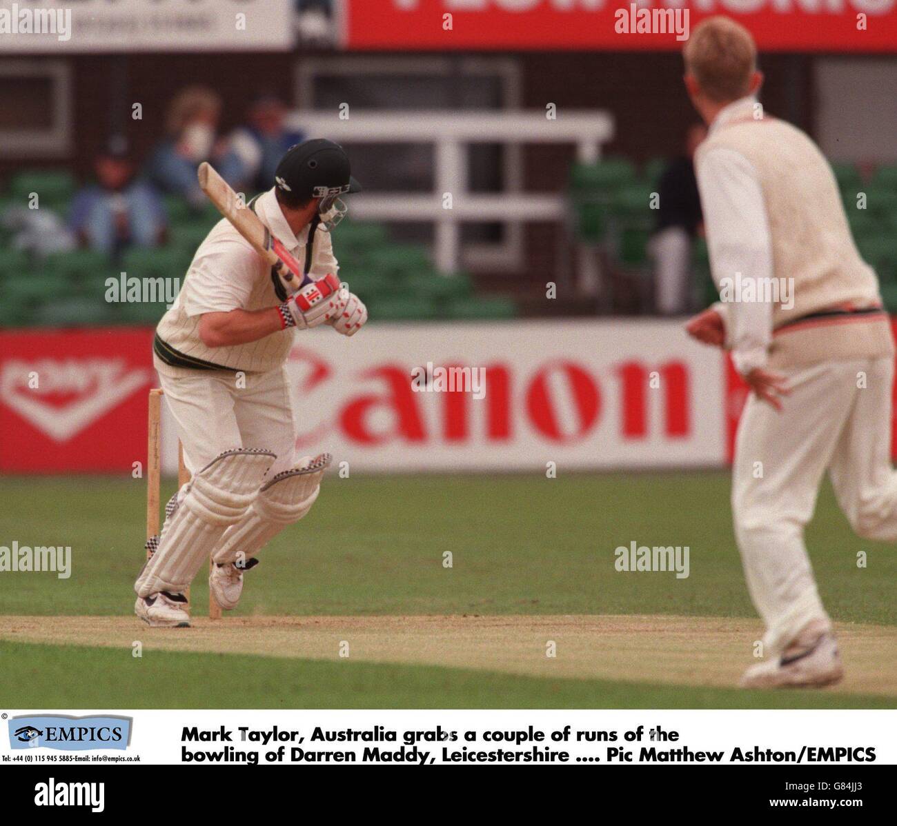 Cricket - Leicestershire v Australia. Mark Taylor, Australia grabs a ...
