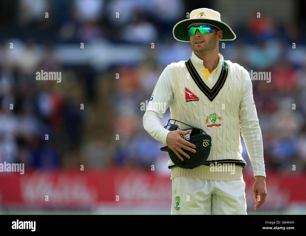 Australia captain Michael Clarke watches big screen replays during the ...