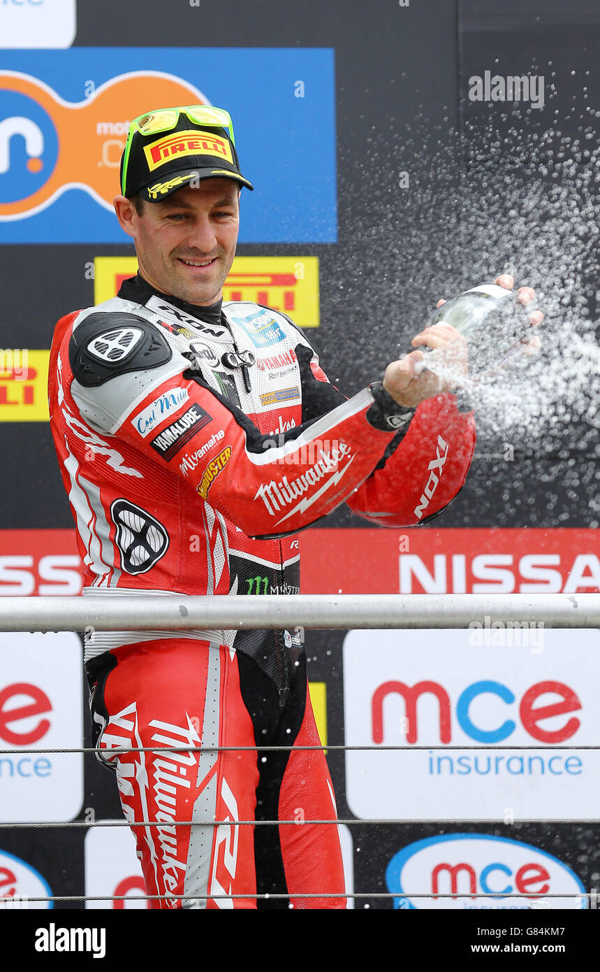 Josh Brookes, Milwaukee Yamaha, celebrates victory in the first race of ...