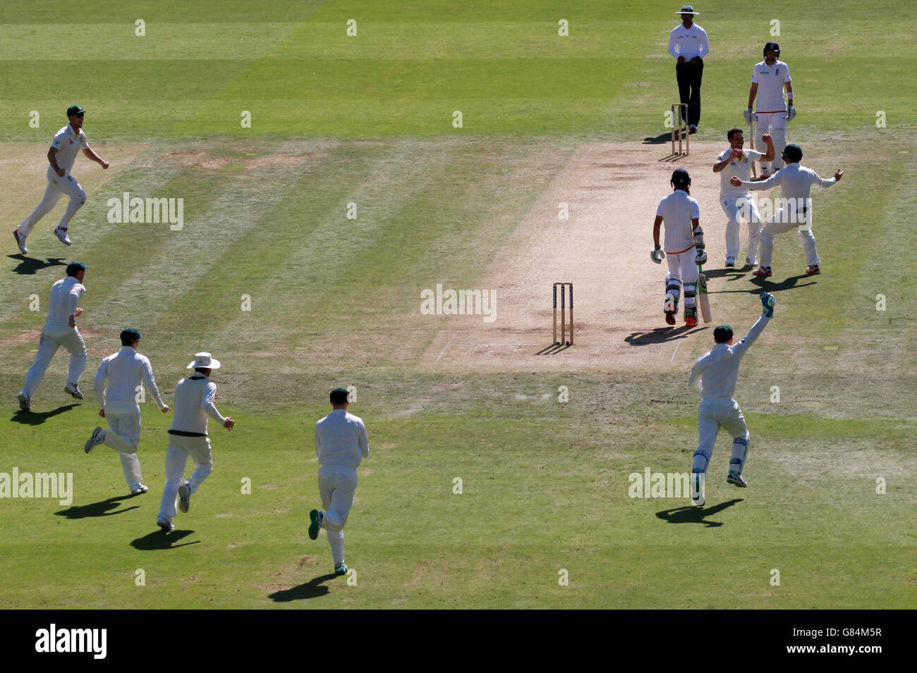 England batsman Moeen Ali is caught at short leg by Australia sub ...