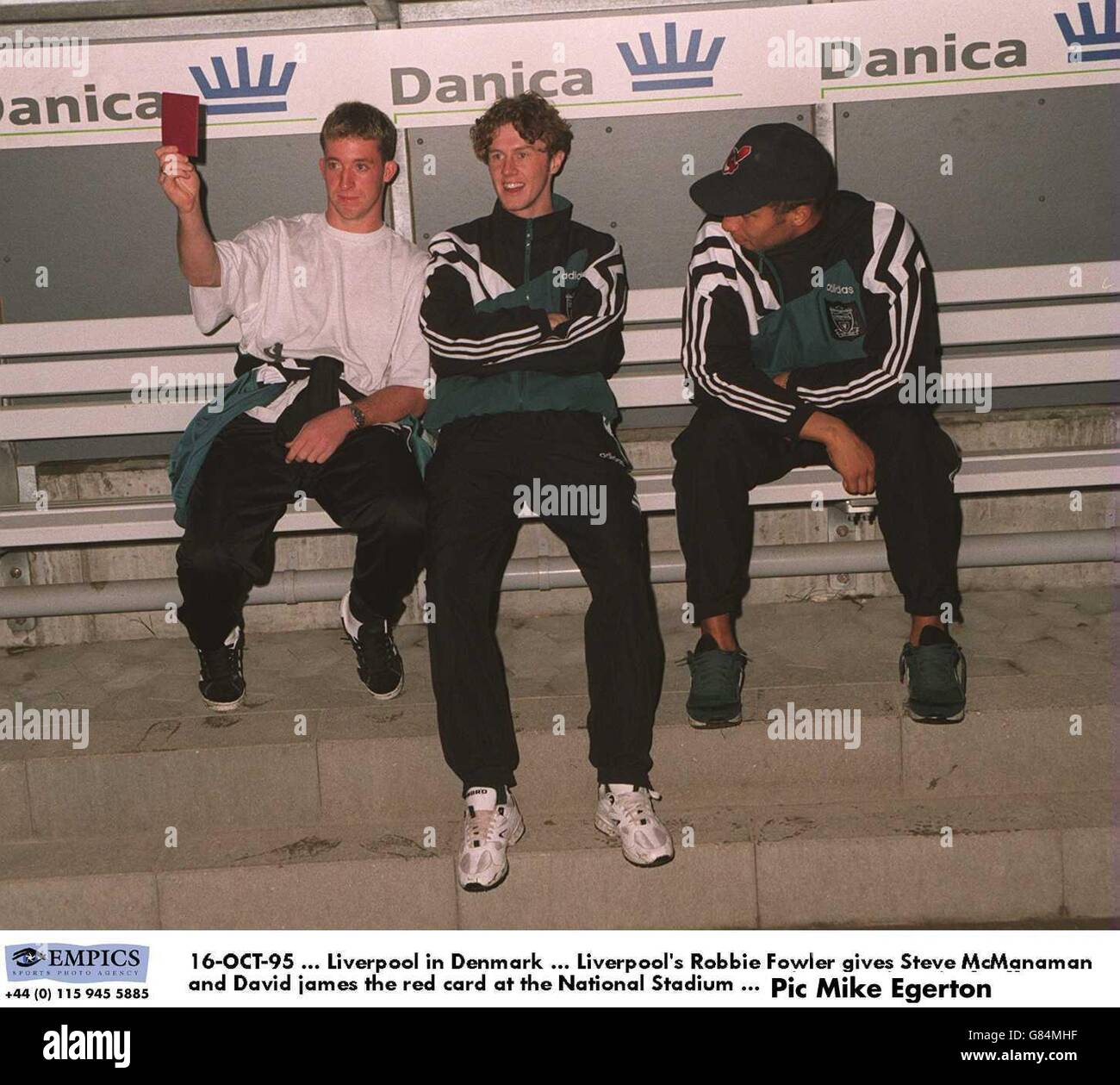 16-OCT-95. Liverpool in Denmark. Liverpool's Robbie Fowler giver Steve ...