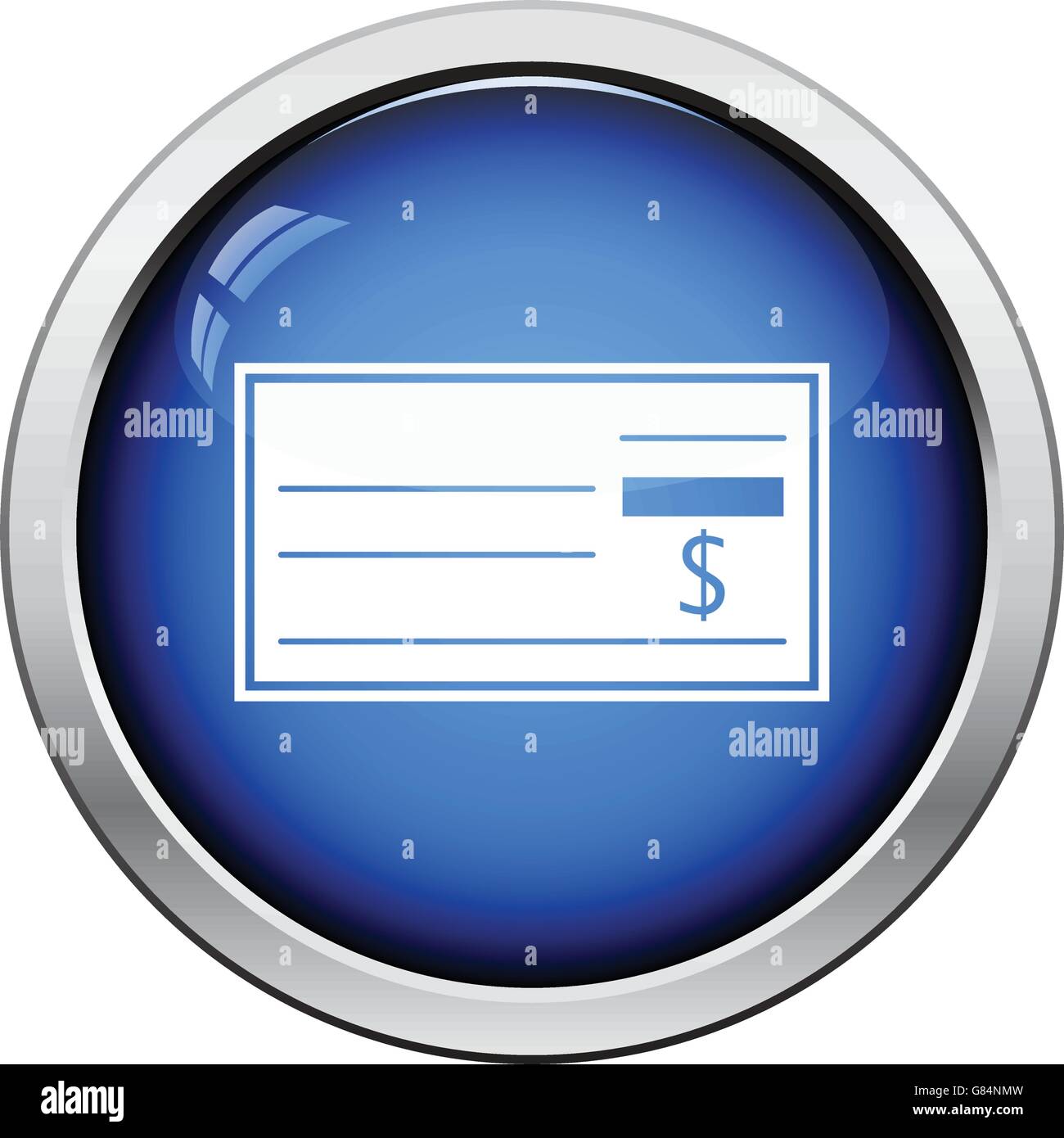 Bank check icon. Glossy button design. Vector illustration Stock Vector ...
