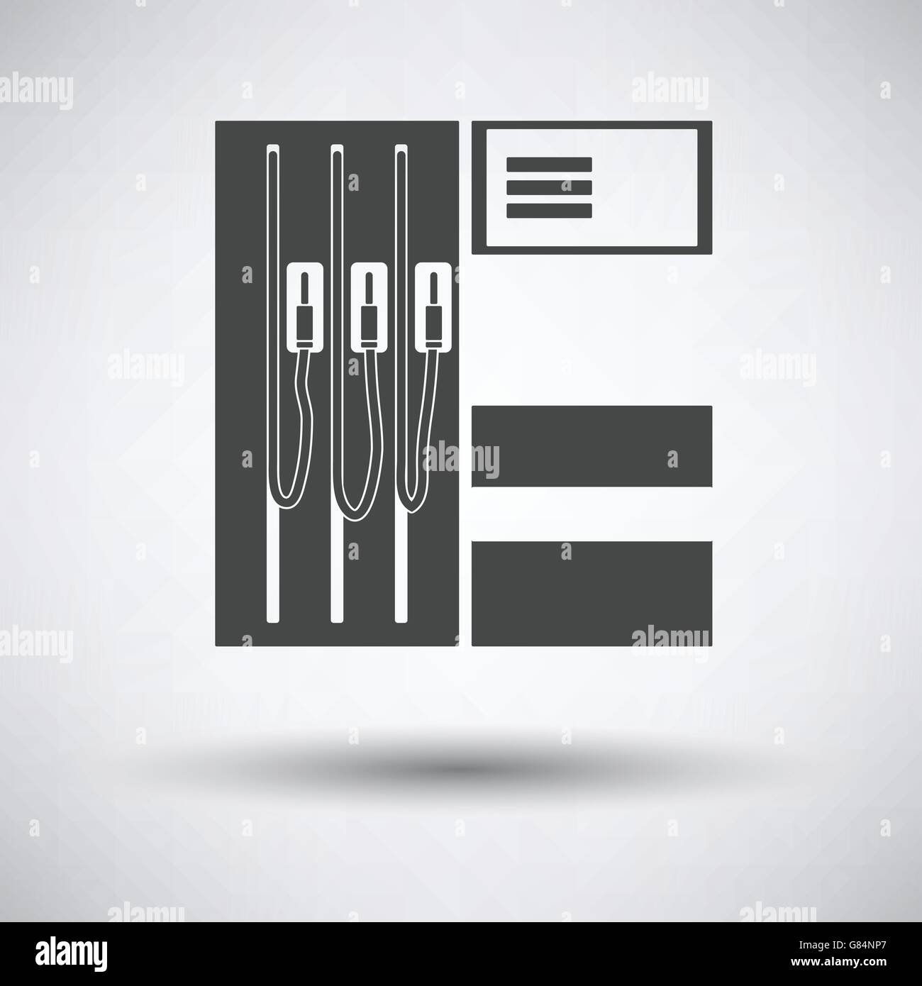 Fuel station icon on gray background, round shadow. Vector illustration ...