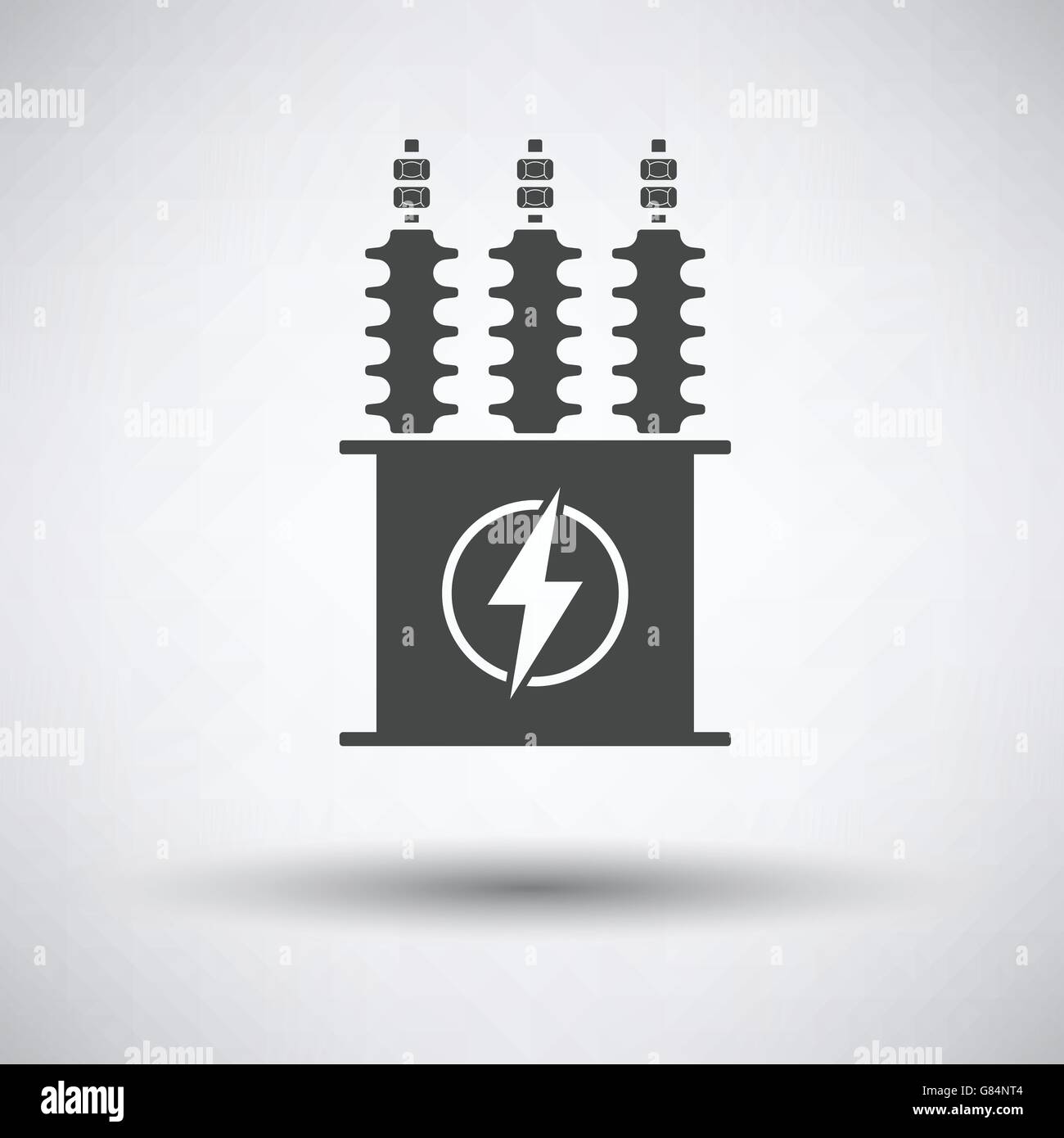 Electric transformer icon on gray background, round shadow. Vector ...