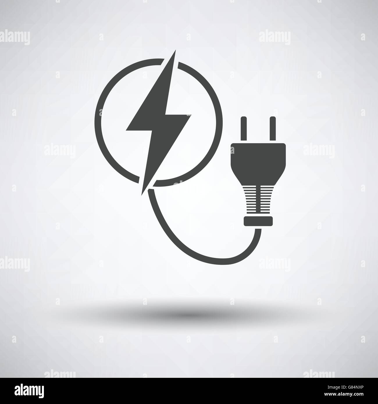 Electric plug icon on gray background, round shadow. Vector ...