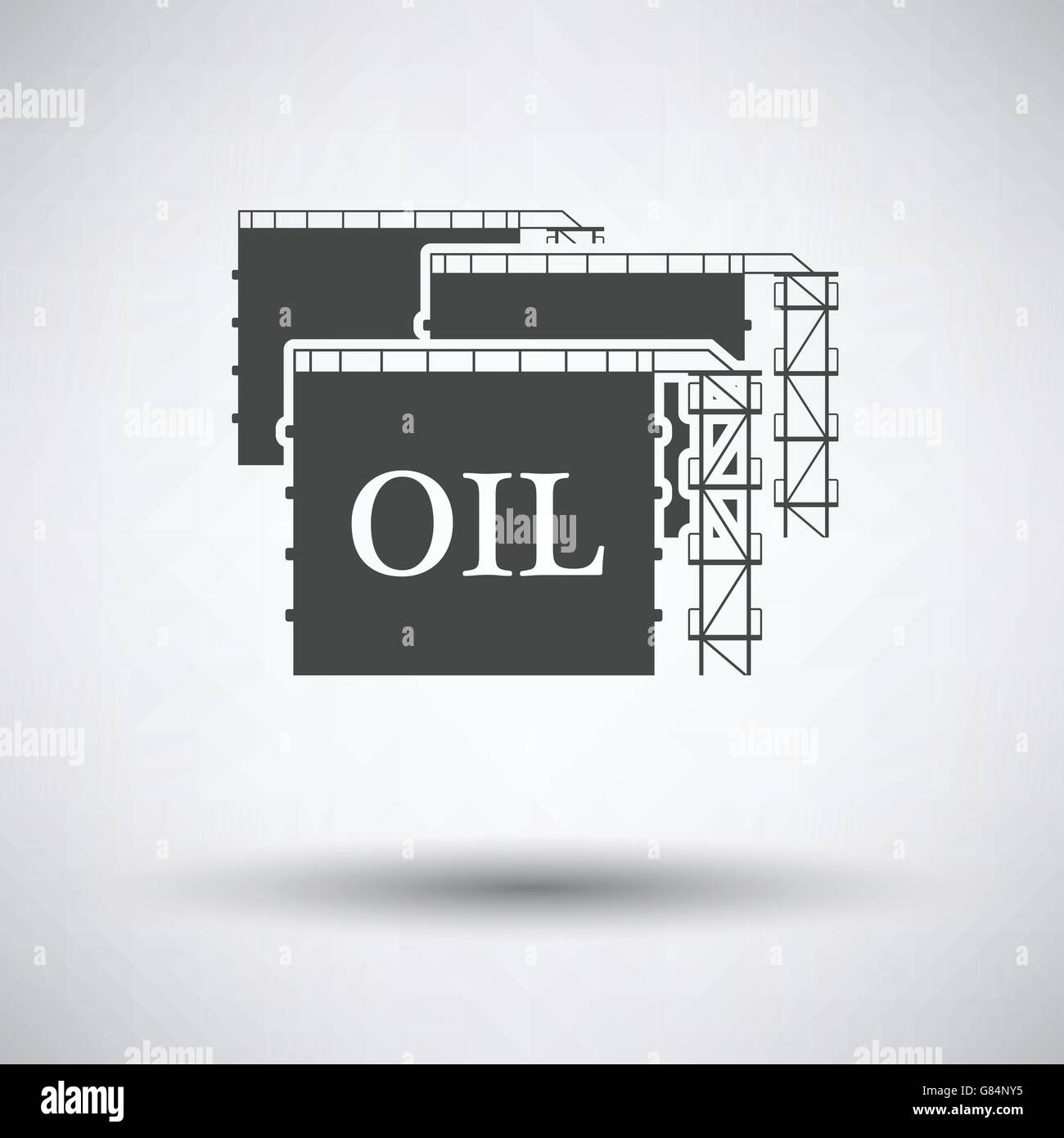 Oil tank storage icon on gray background, round shadow. Vector ...