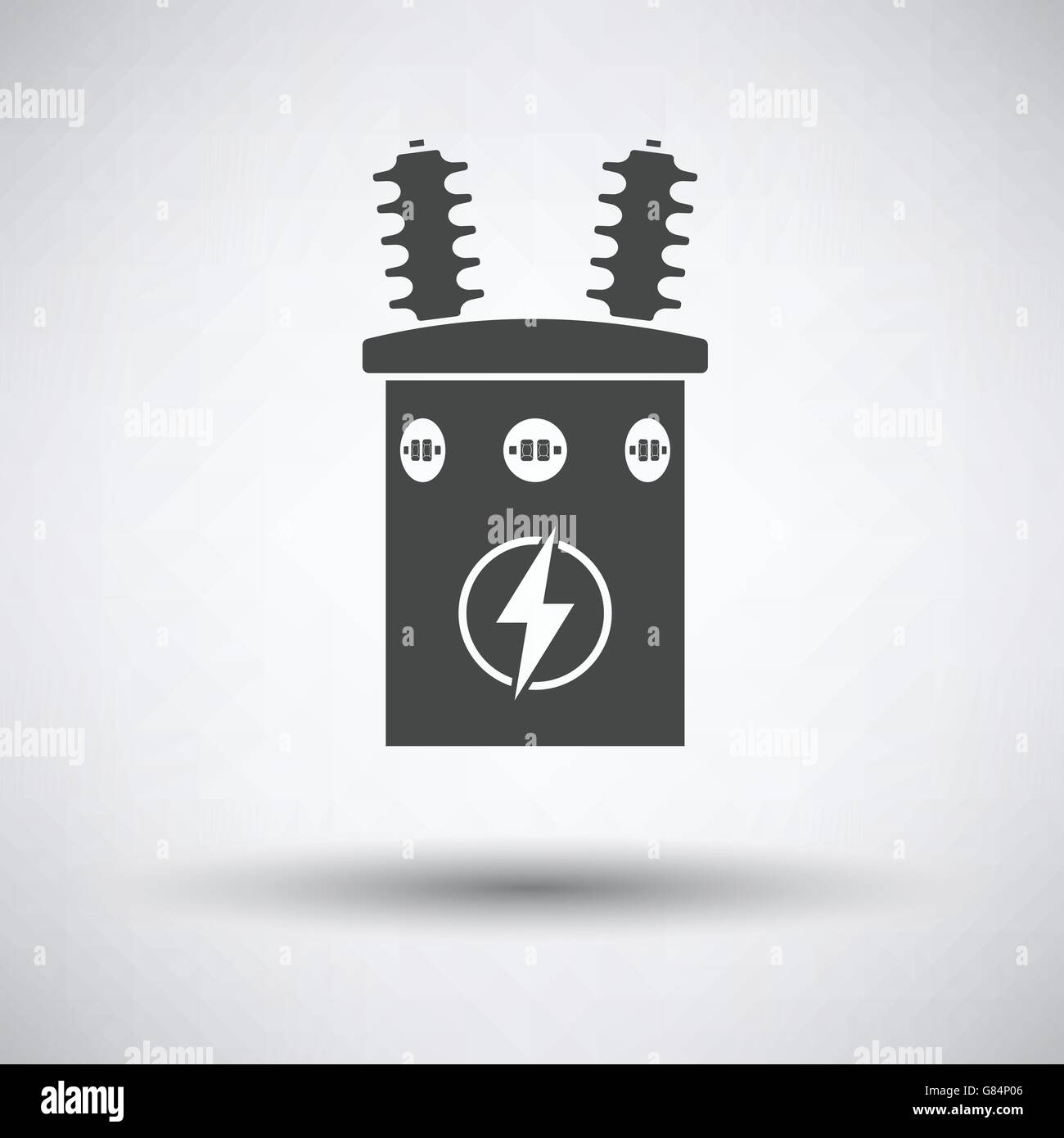 Electric transformer icon on gray background, round shadow. Vector ...