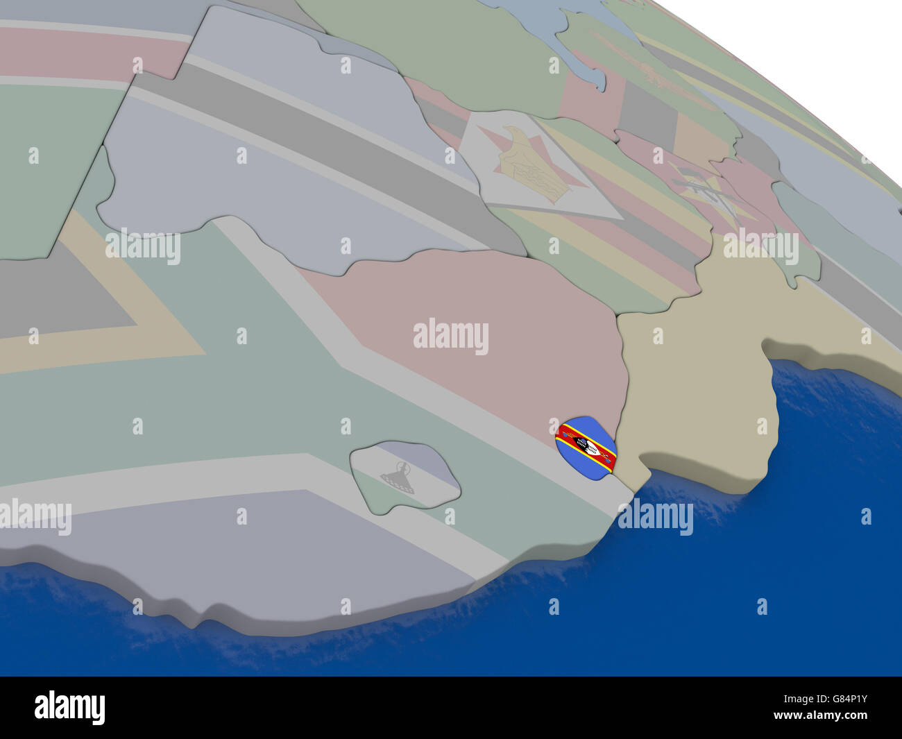 Swaziland map highlighted flag hi-res stock photography and images - Alamy