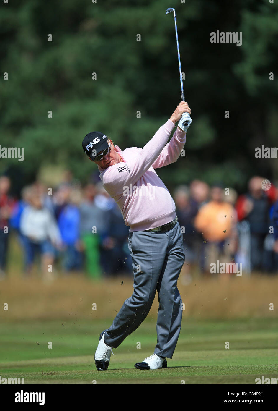 Miguel Angel Jimenez (ESP) playing his second round during day three of ...