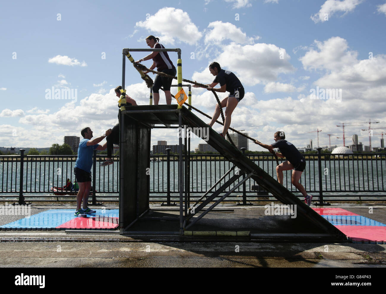 Contestants taking part in the London River Rat Race - a 10km aquatic ...