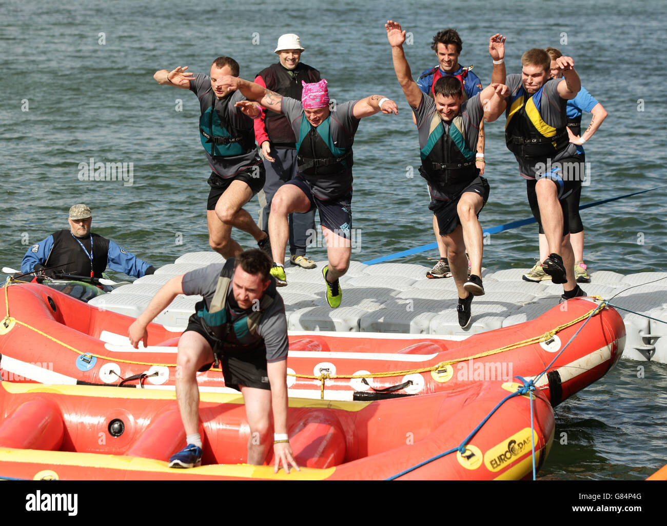 Contestants taking part in the London River Rat Race - a 10km aquatic ...