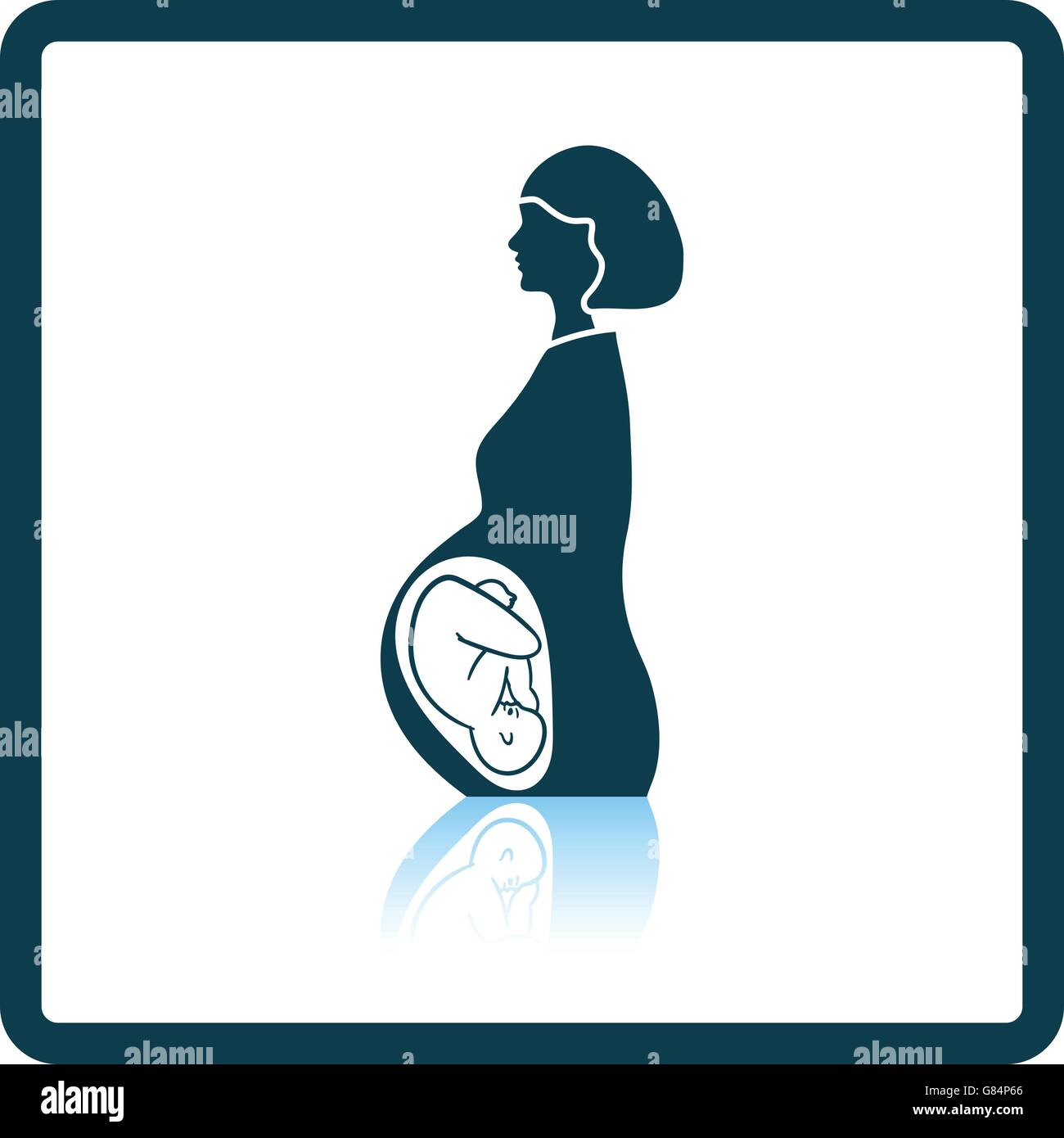 Pregnant woman with baby icon. Shadow reflection design. Vector ...