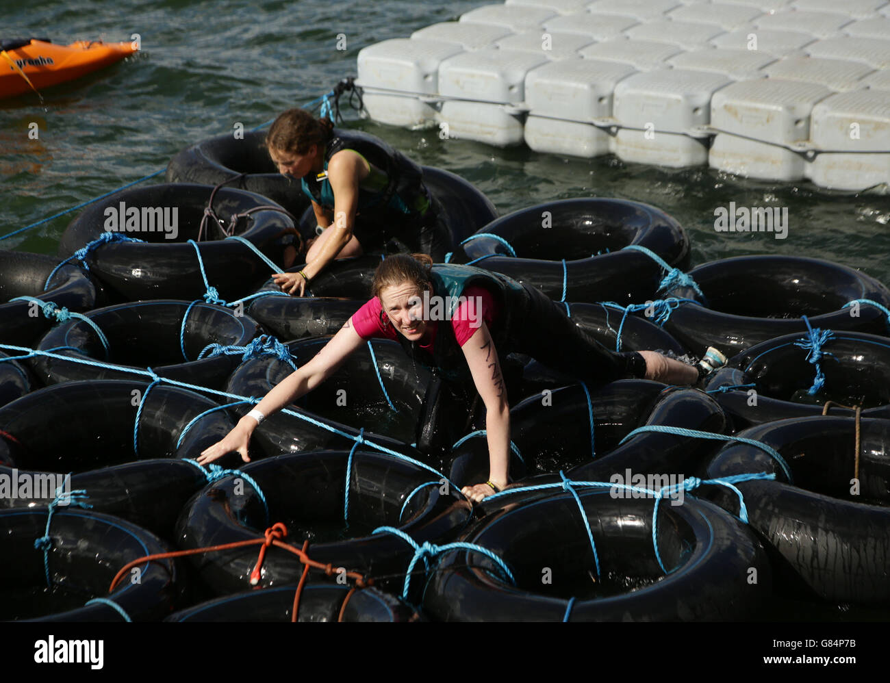 Contestants taking part in the London River Rat Race - a 10km aquatic ...