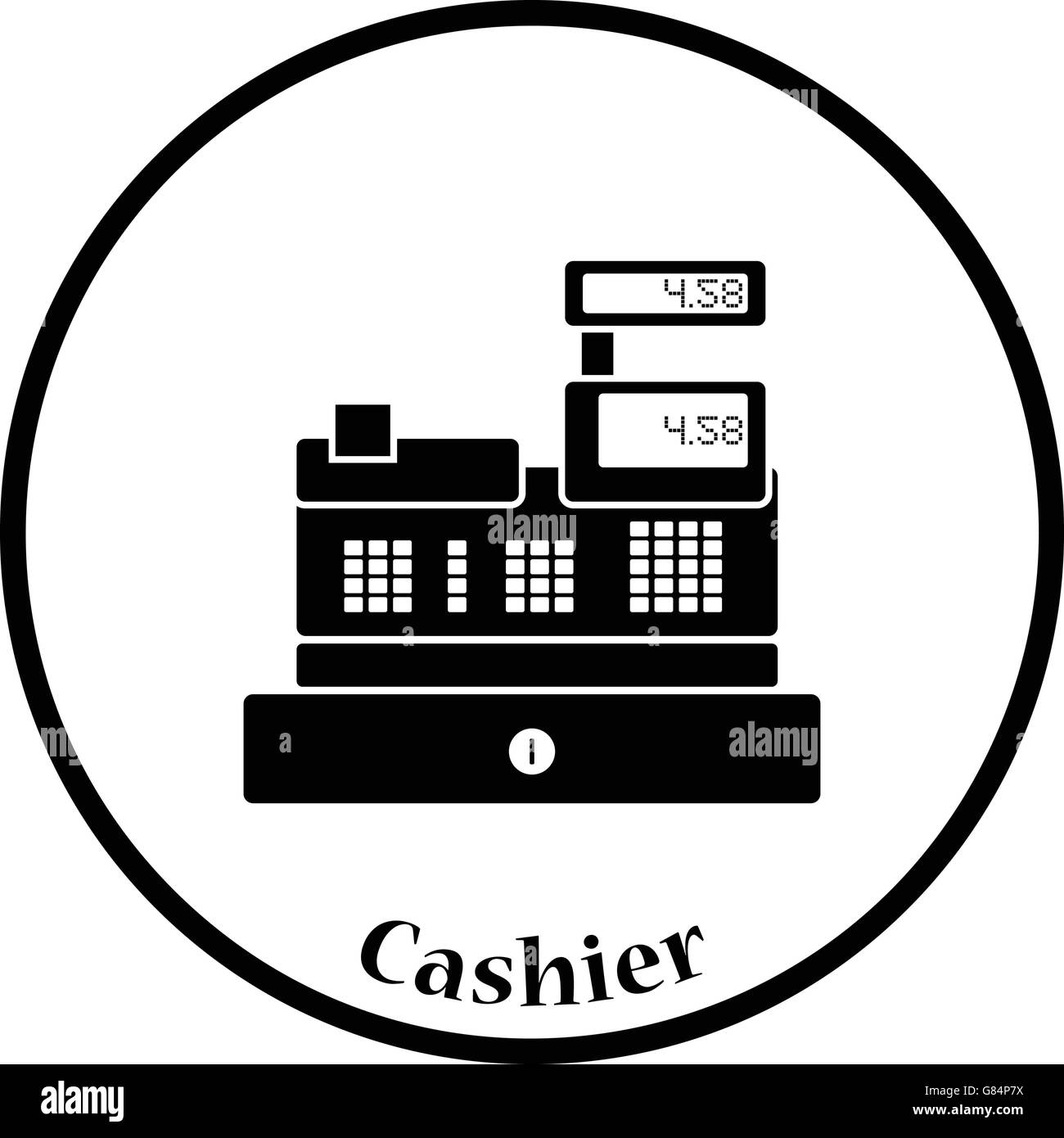 Cashier icon. Thin circle design. Vector illustration Stock Vector ...