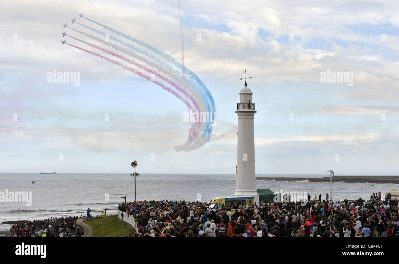 Sunderland International Airshow. The Red Arrows perform a display ...