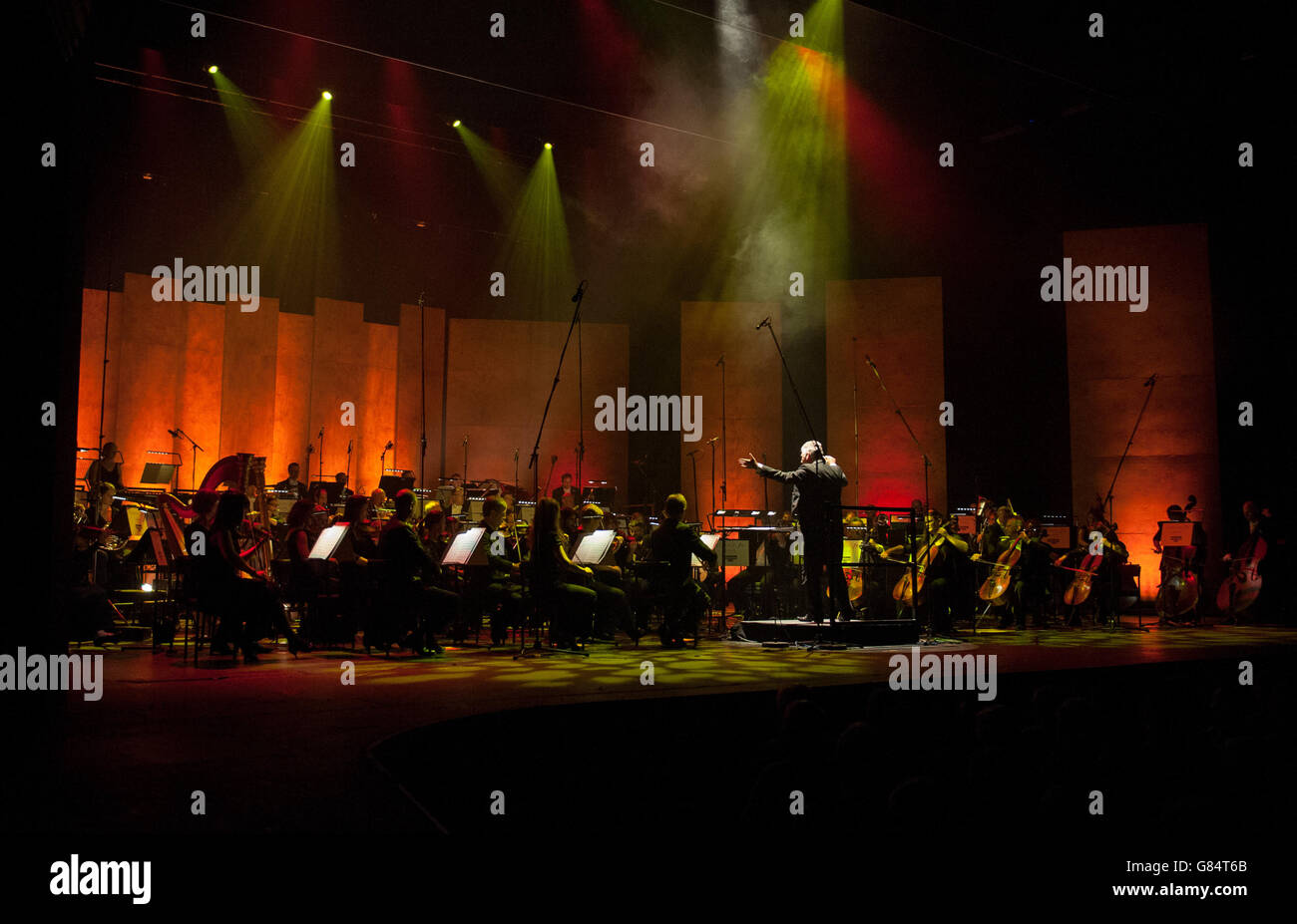 Conductor Grant Llewellyn with the Orchestra of Welsh National Opera ...