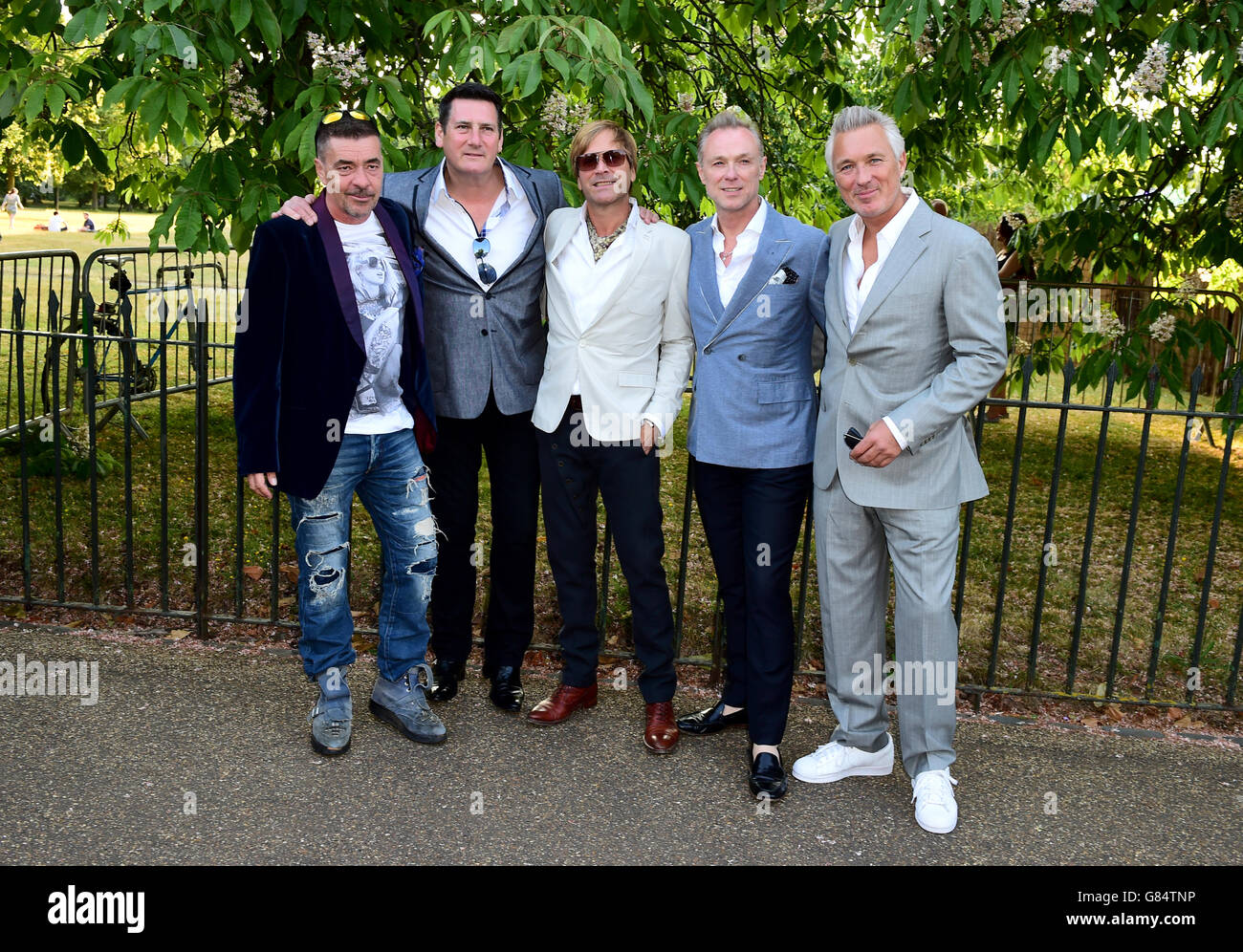 (left to right) John Keeble, Tony Hadley, Steve Norman, Gary Kemp and ...