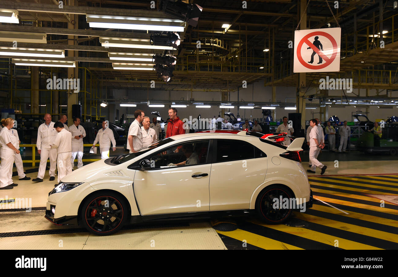 One of the first new Honda Civic Type R's rolls of the production line ...