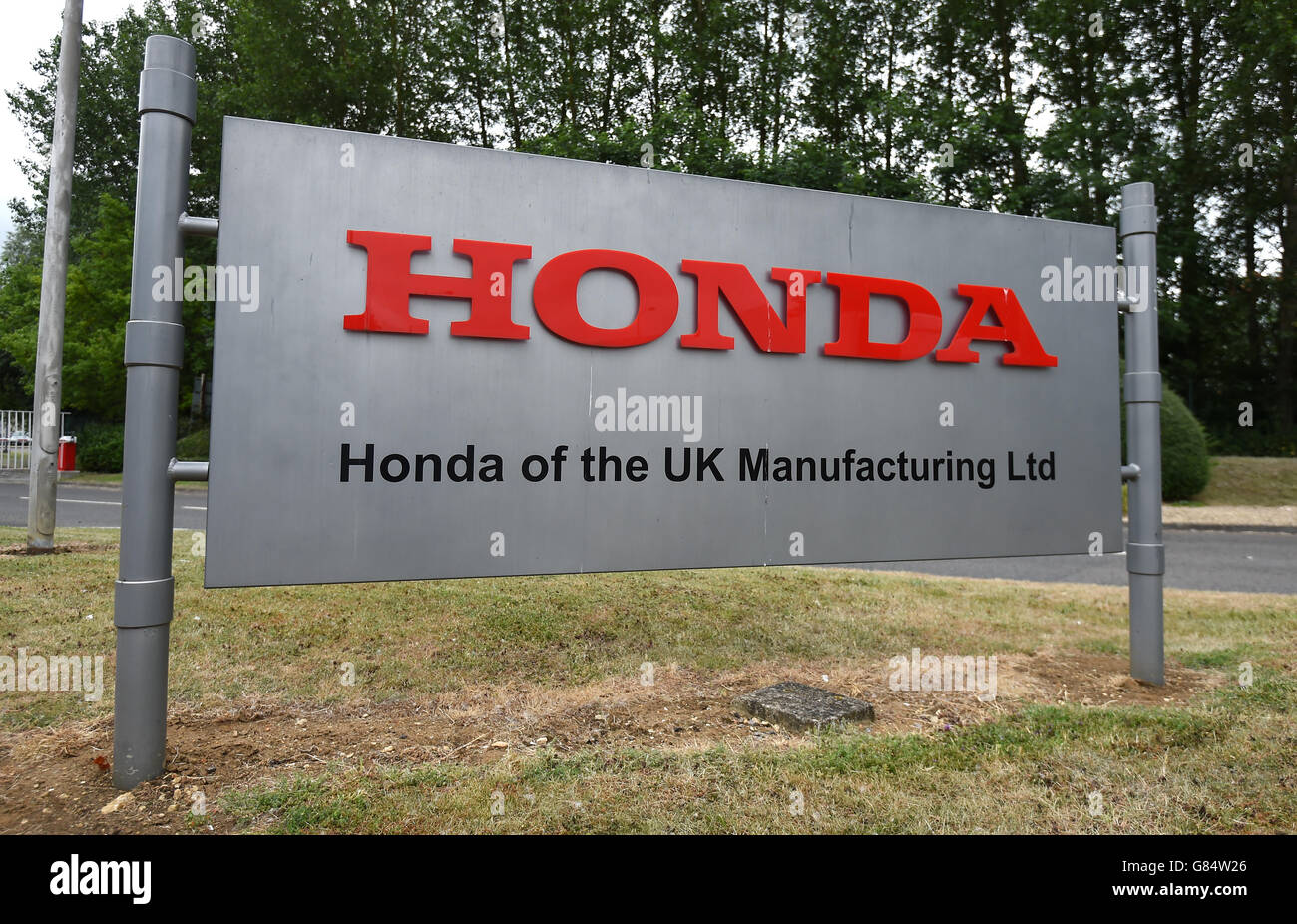 General view of a Honda sign outside of Honda of the UK Manufacturing ...