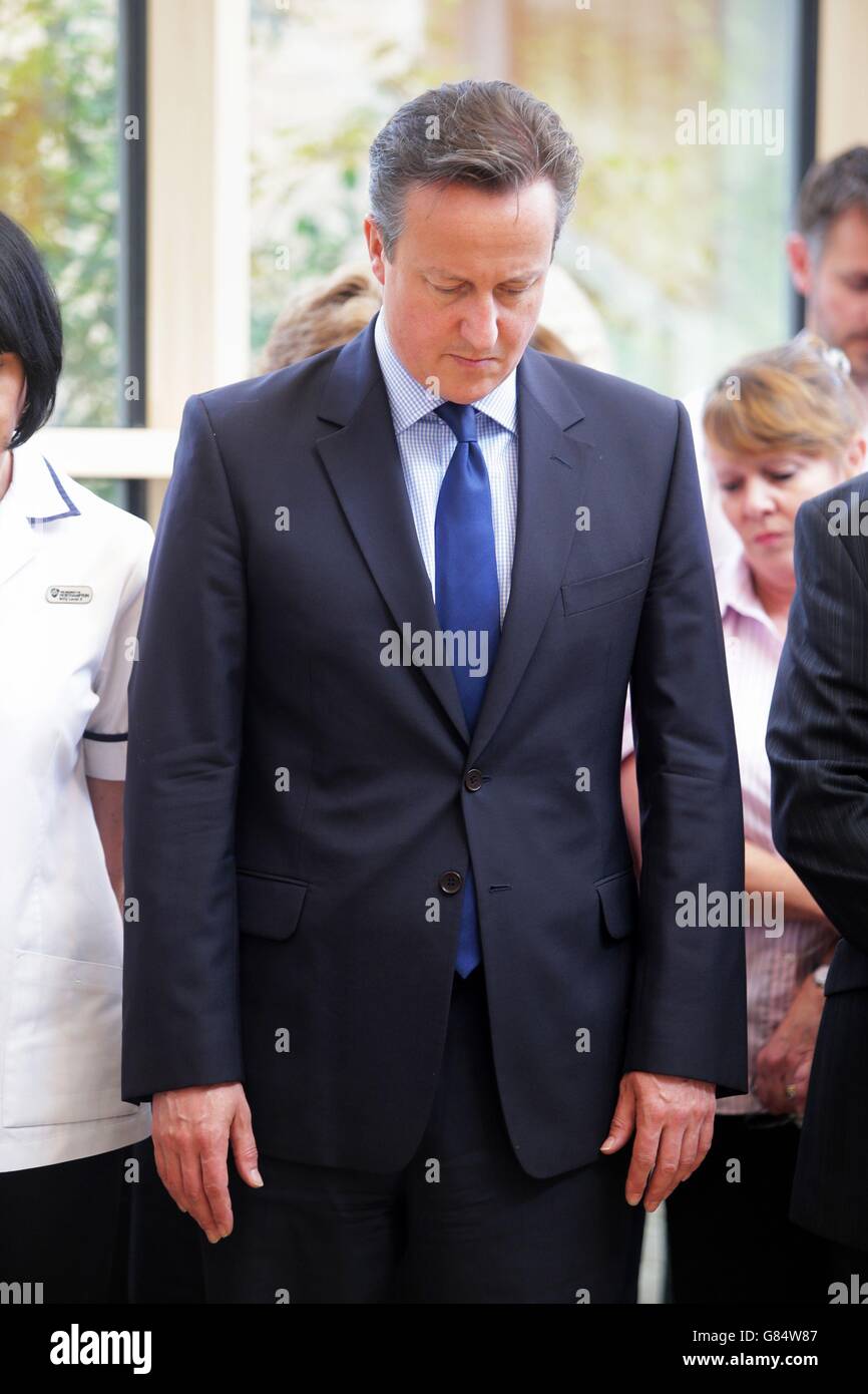 Prime Minister David Cameron stands during a during a visit to Chipping ...