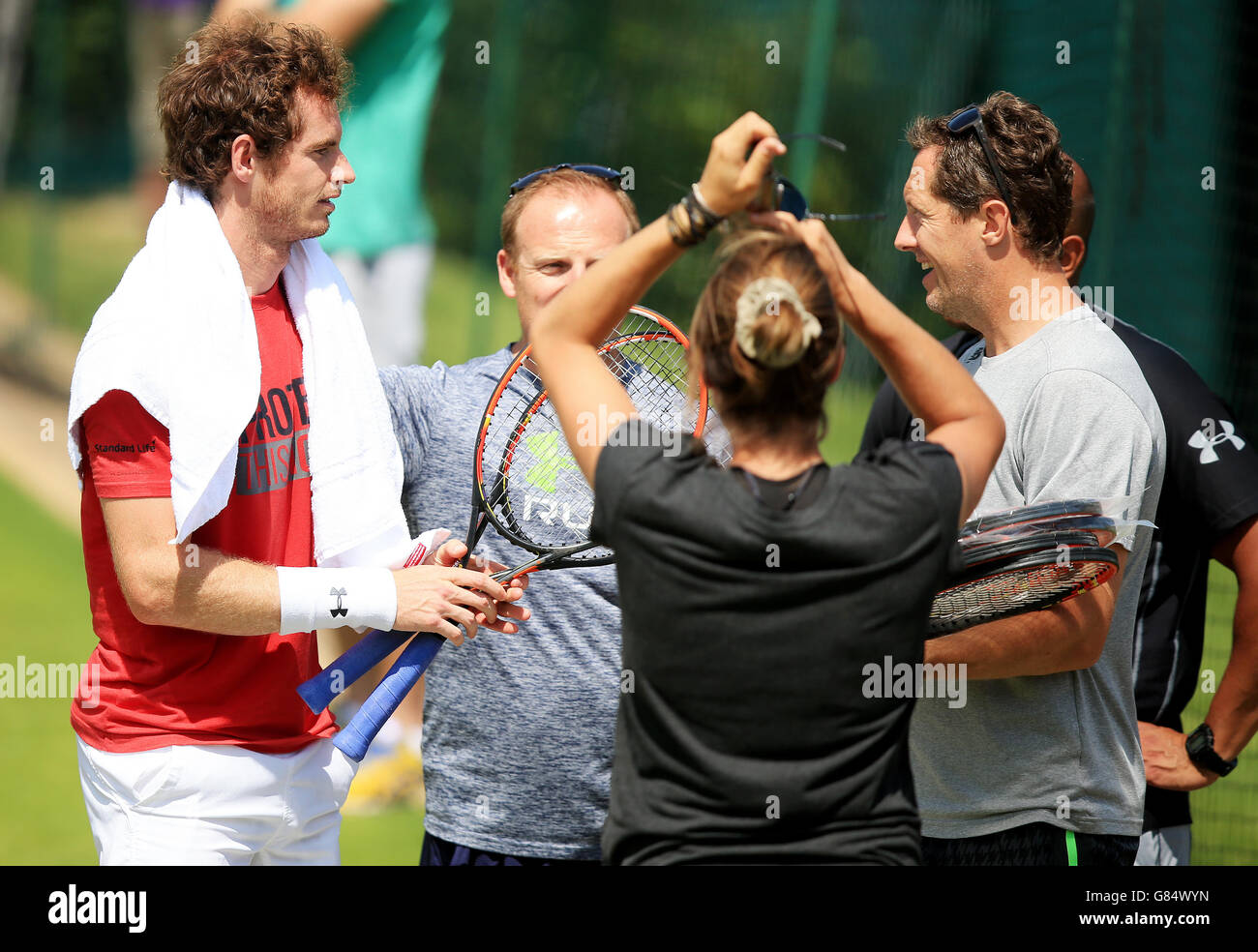 Andy Murray (left), Amelie Mauresmo and Jonas Bjorkman (right) during a ...