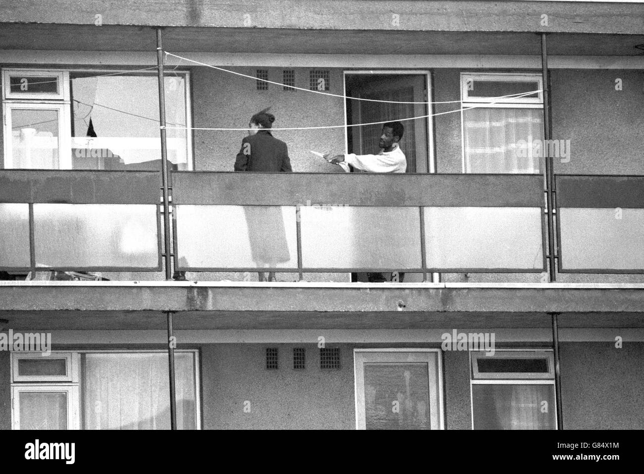Errol walker at the balcony door of flat in northolt hi-res stock ...