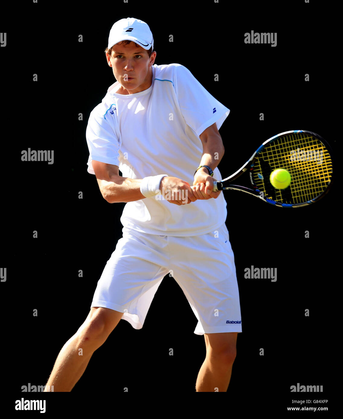 Jonathan Gray competes in the boys singles on day Seven of the ...