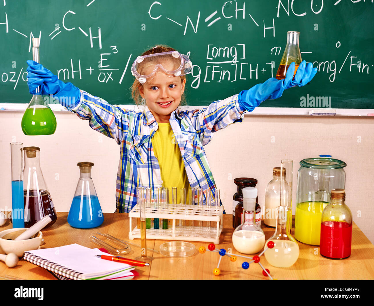 Child in chemistry class Stock Photo - Alamy