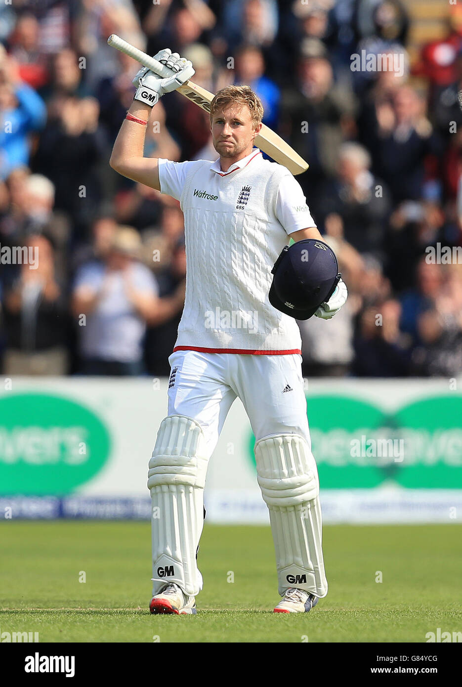 England batsman Joe Root celebrates his 100 not out against Australia ...
