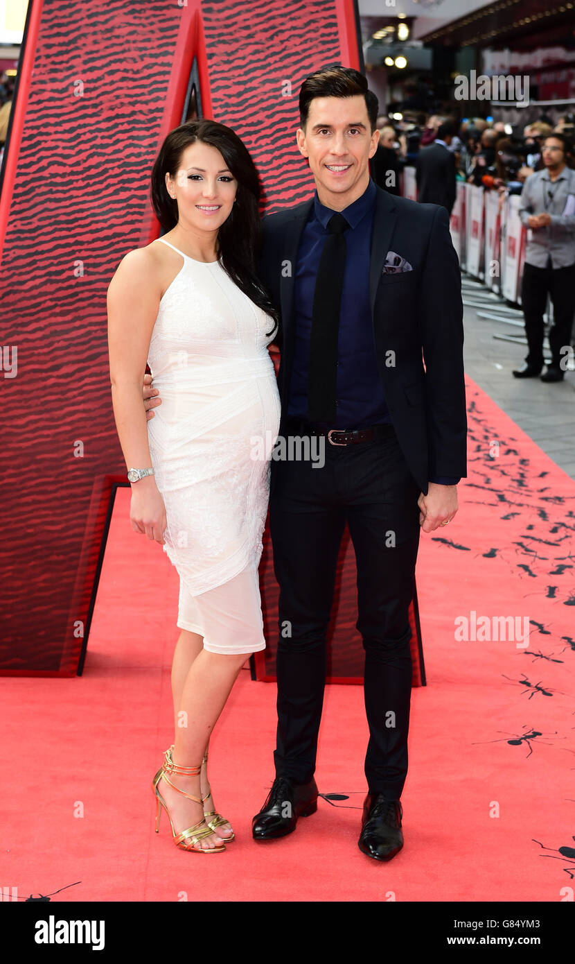 Russell Kane and Lindsey Cole arriving for the Ant-Man premiere, at the ...