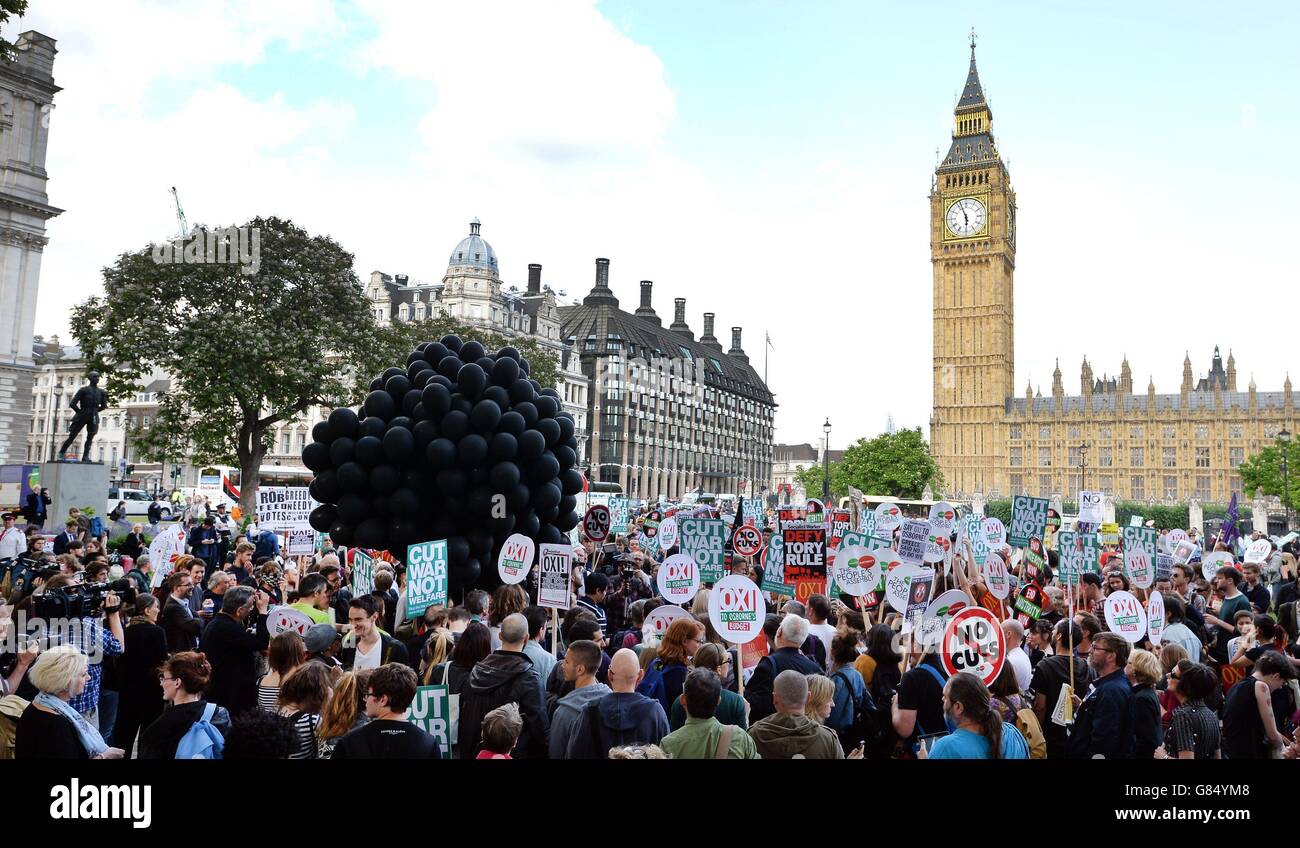People protest in Parliament Square, London, in a march organised by ...