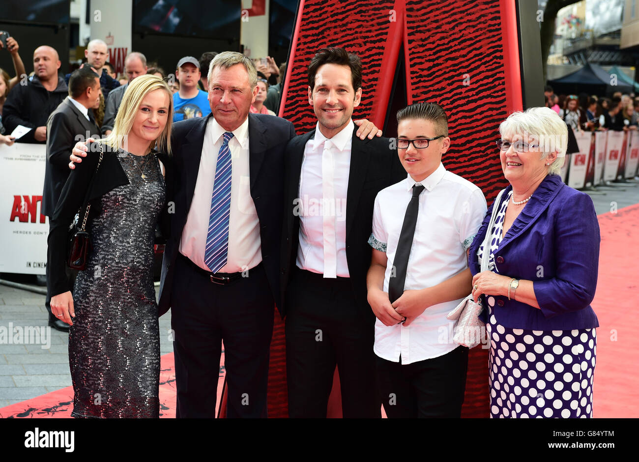 Paul Rudd and guests arriving for the Ant-Man premiere, at the Odeon ...