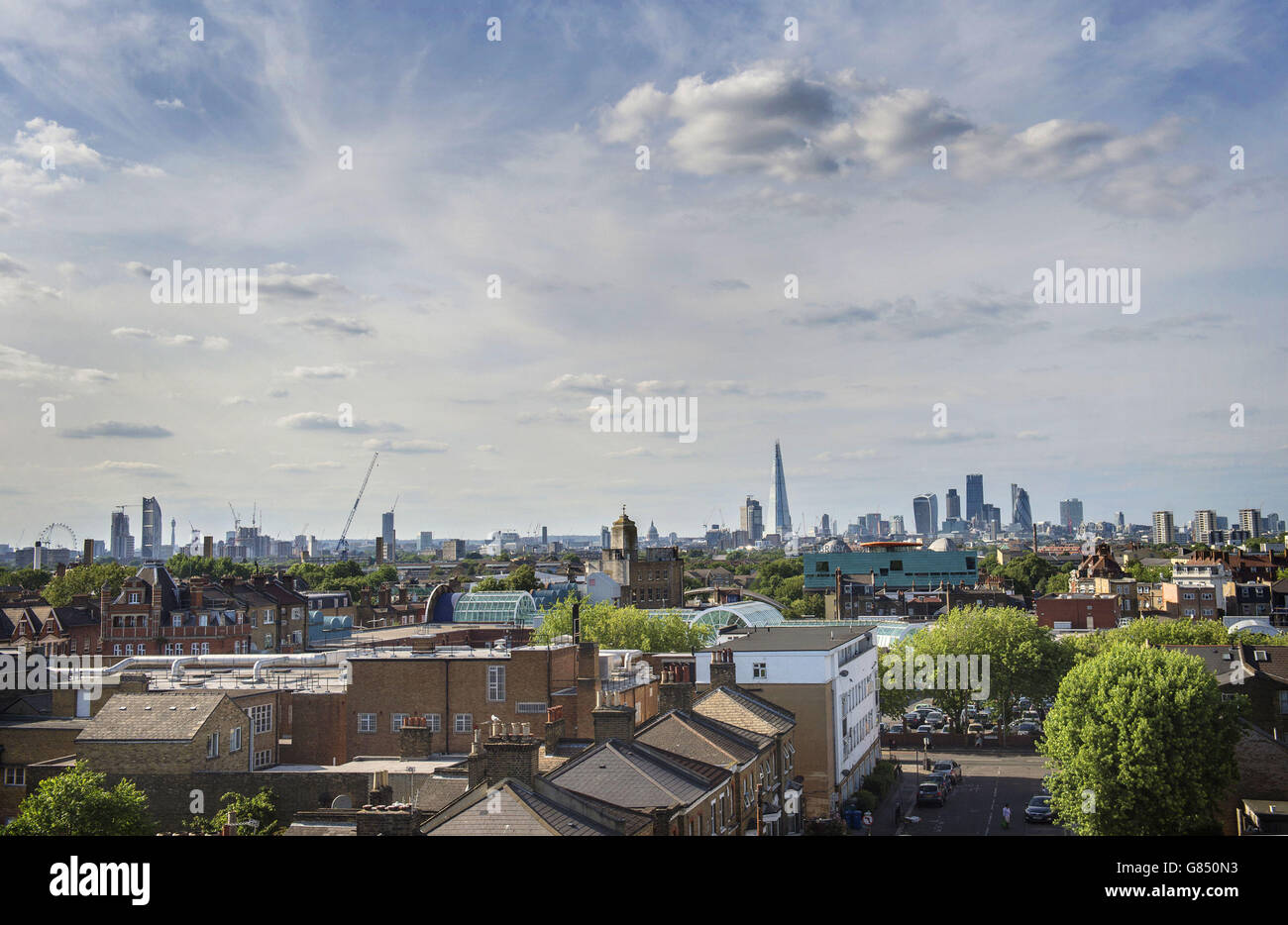 A view of the London skyline, seen from Frank's Cafe, a Bold Tendencies ...